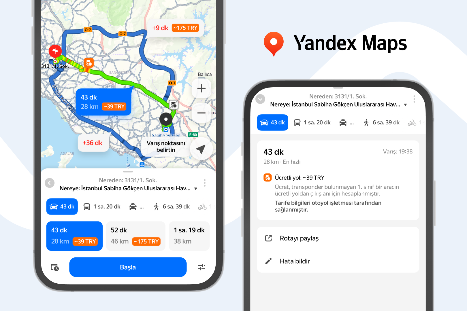 Yandex Maps artık güzergah ücretlerini gösteriyor!