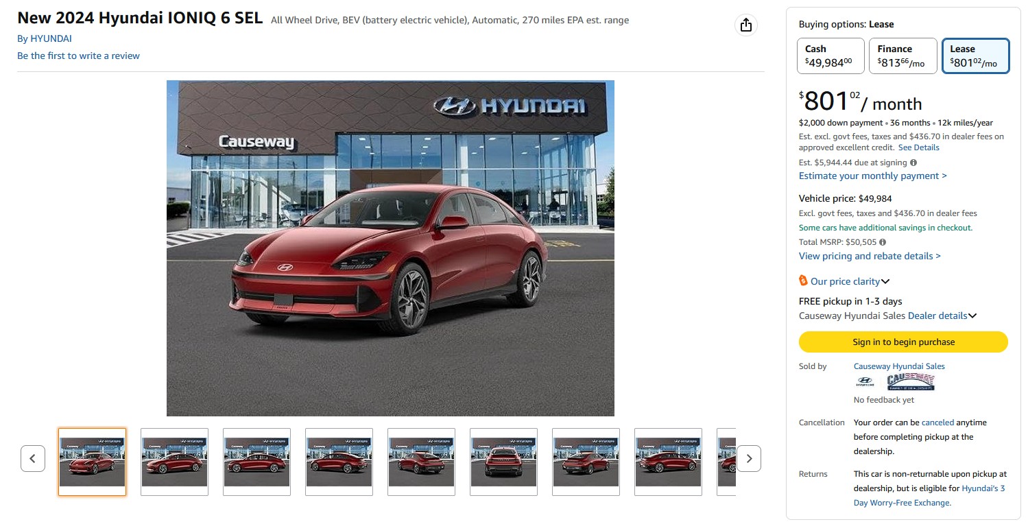 You Can Now Lease A New Hyundai On Amazon–$7,500 Tax Credit Included