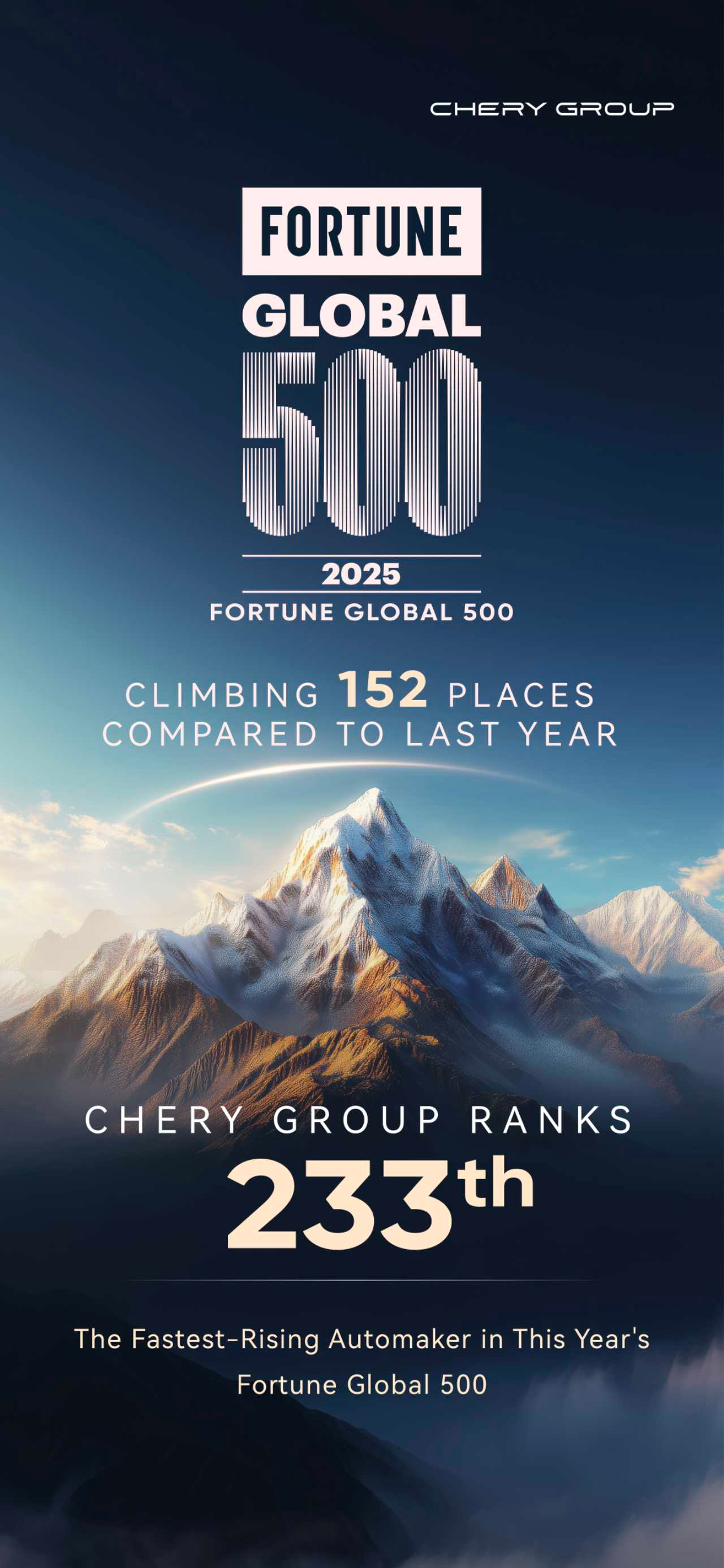 Chery, Fortune Global 500'de en hızlı yükselen otomobil markası oldu