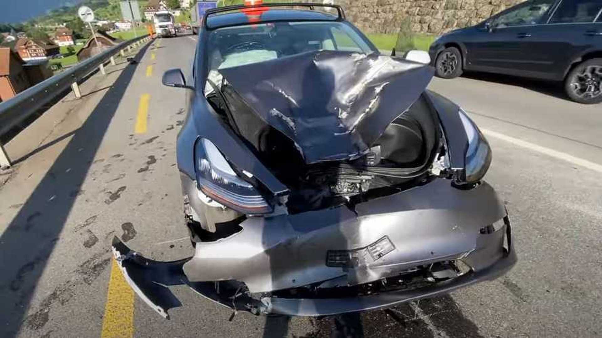 Tesla Model 3 Highway Crash: Driver Walks Away Unscathed