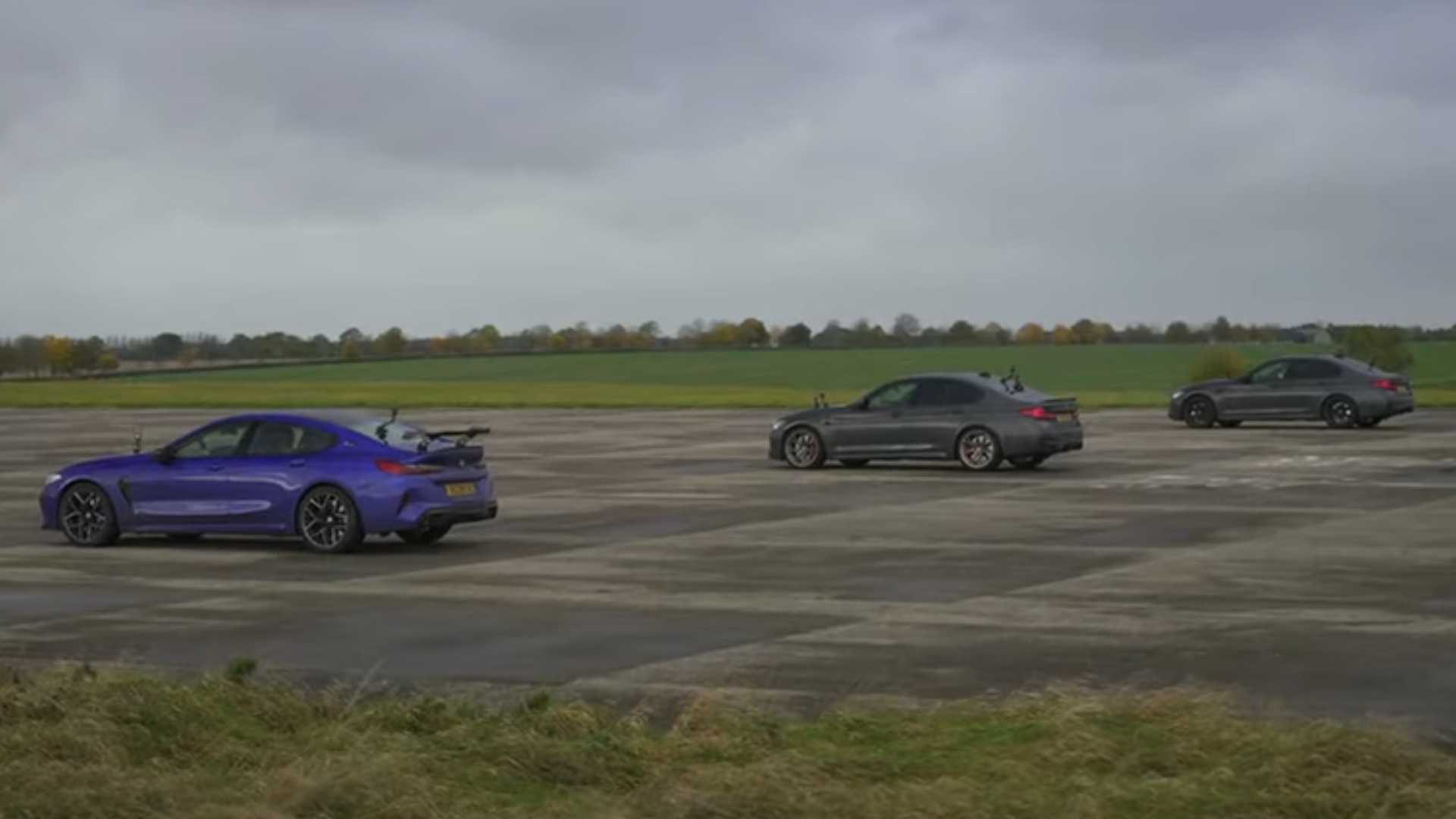 BMW Battle: M8 Comp, M5 Comp, M5 CS Drag Race For Sedan Supremacy