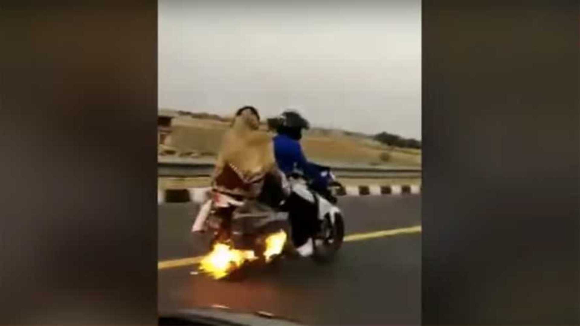 Video: Excuse Me, Sir, But Your Motorcycle Is On Fire