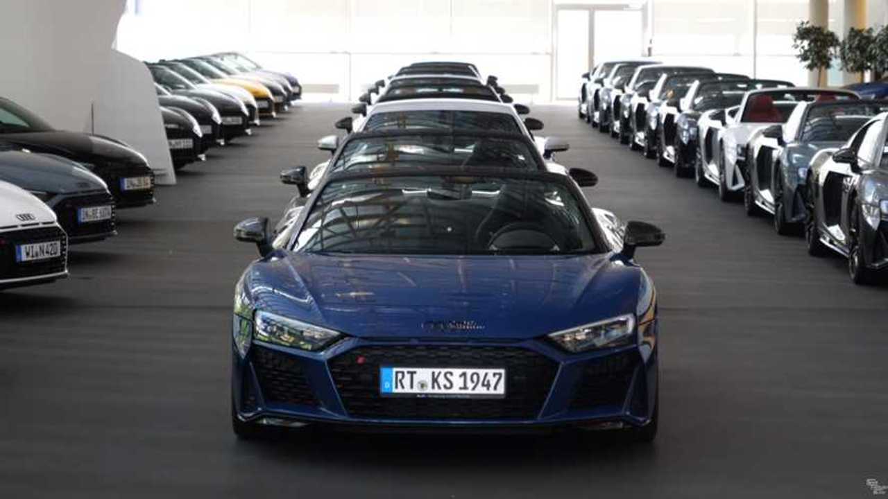 38 Audi R8s delivered at once to show the V10 is very much alive