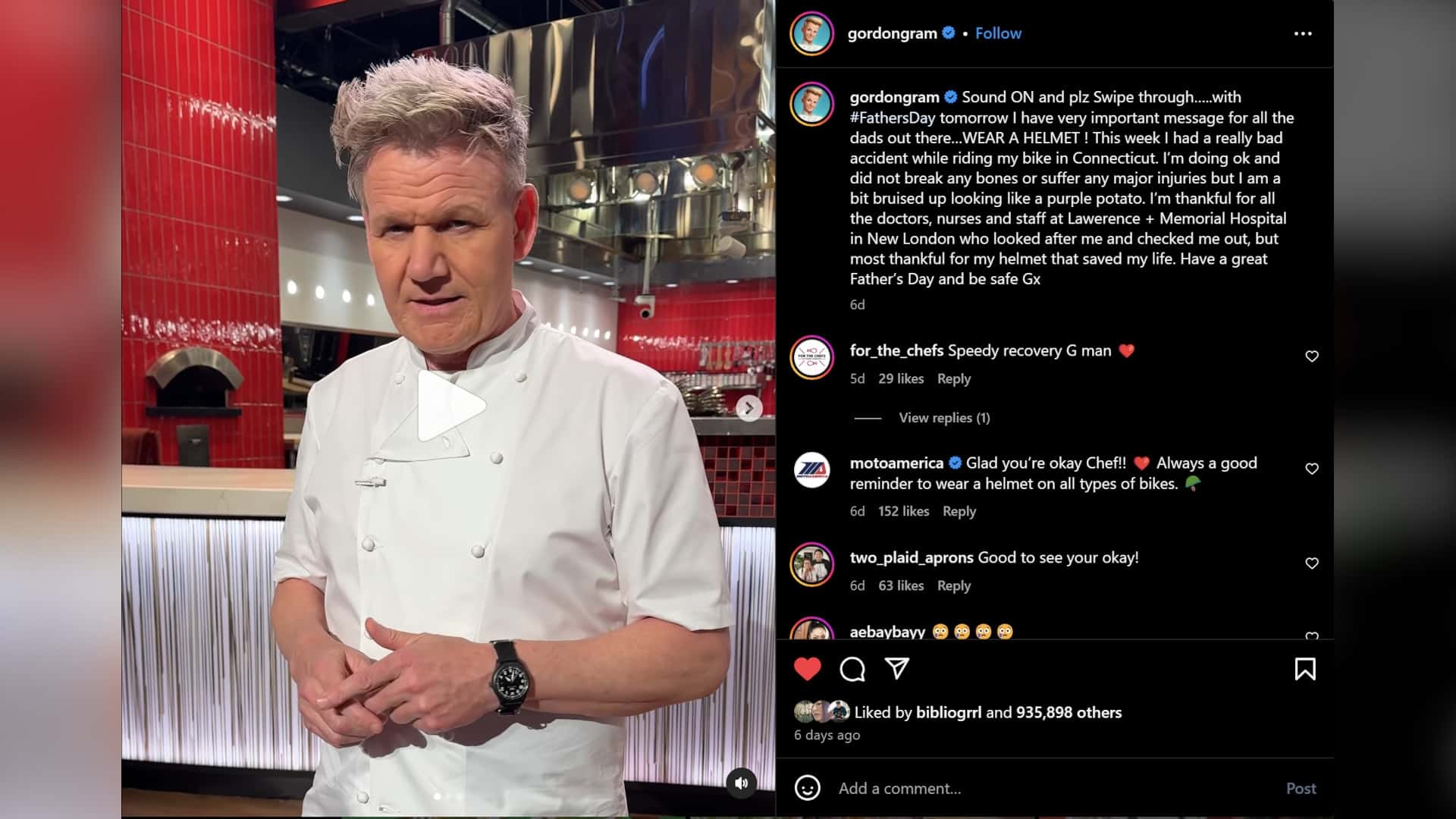 After Chef Gordon Ramsay’s Bike Crash, His Son Is Proud To Wear a Helmet After Chef Gordon Ramsay’s Bike Crash, His Son Is Proud To Wear a Helmet