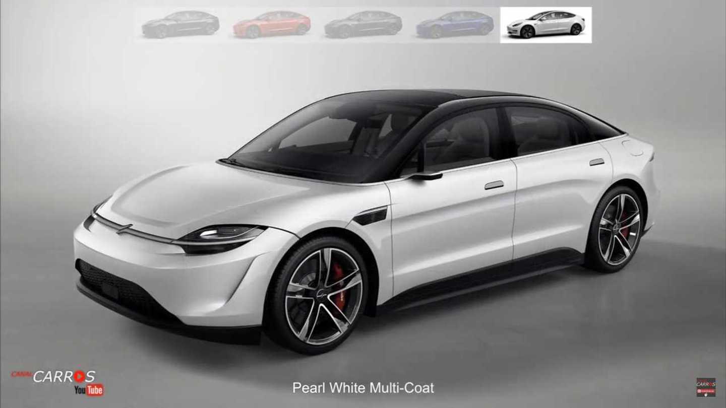 Check Out The Sony Vision-S In Color Options Of The Tesla Model 3