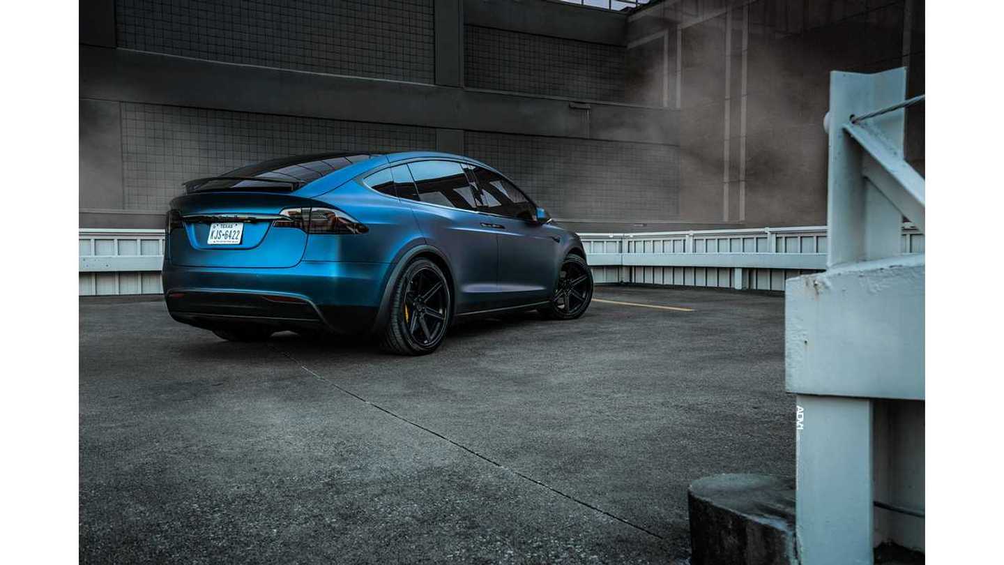 Tesla Model X P100D In Dark Blue Matte Metallic Stuns On ADV.1 Wheels