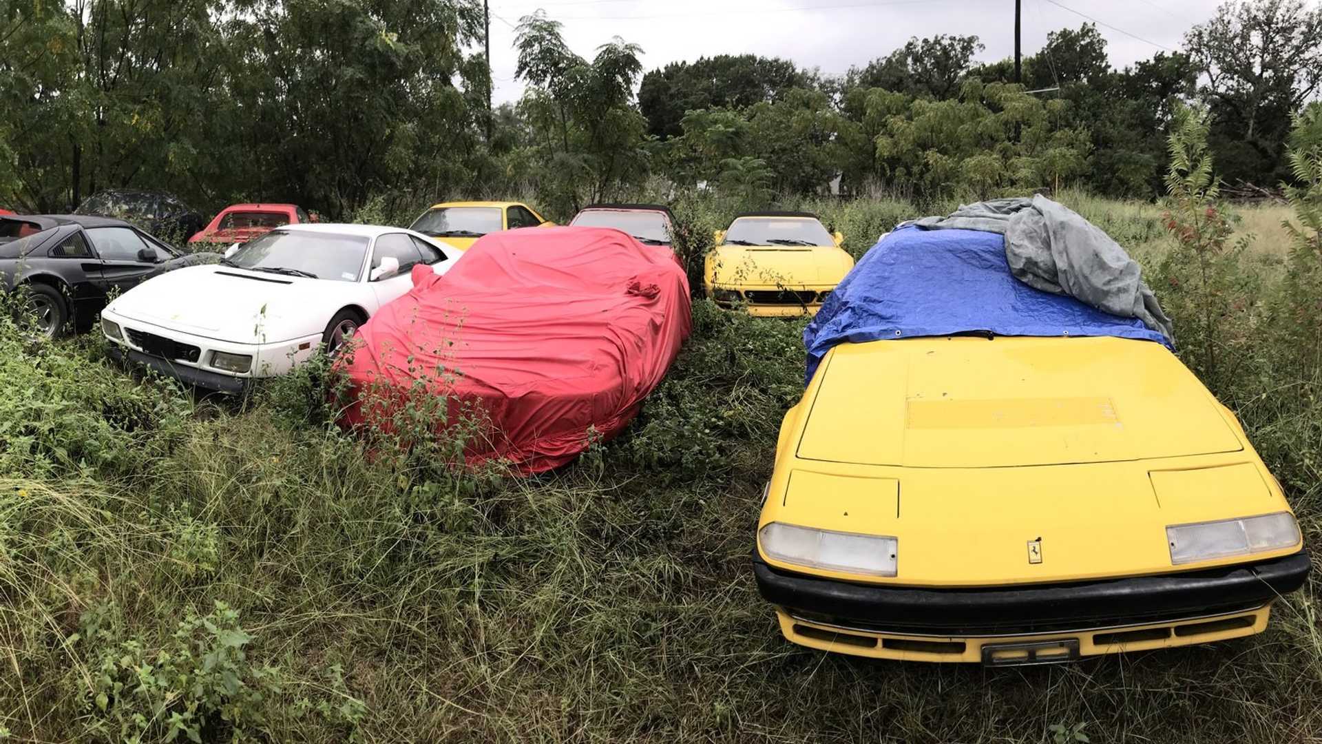 ¡Un cementerio de Ferrari en pleno campo! Simplemente increíble