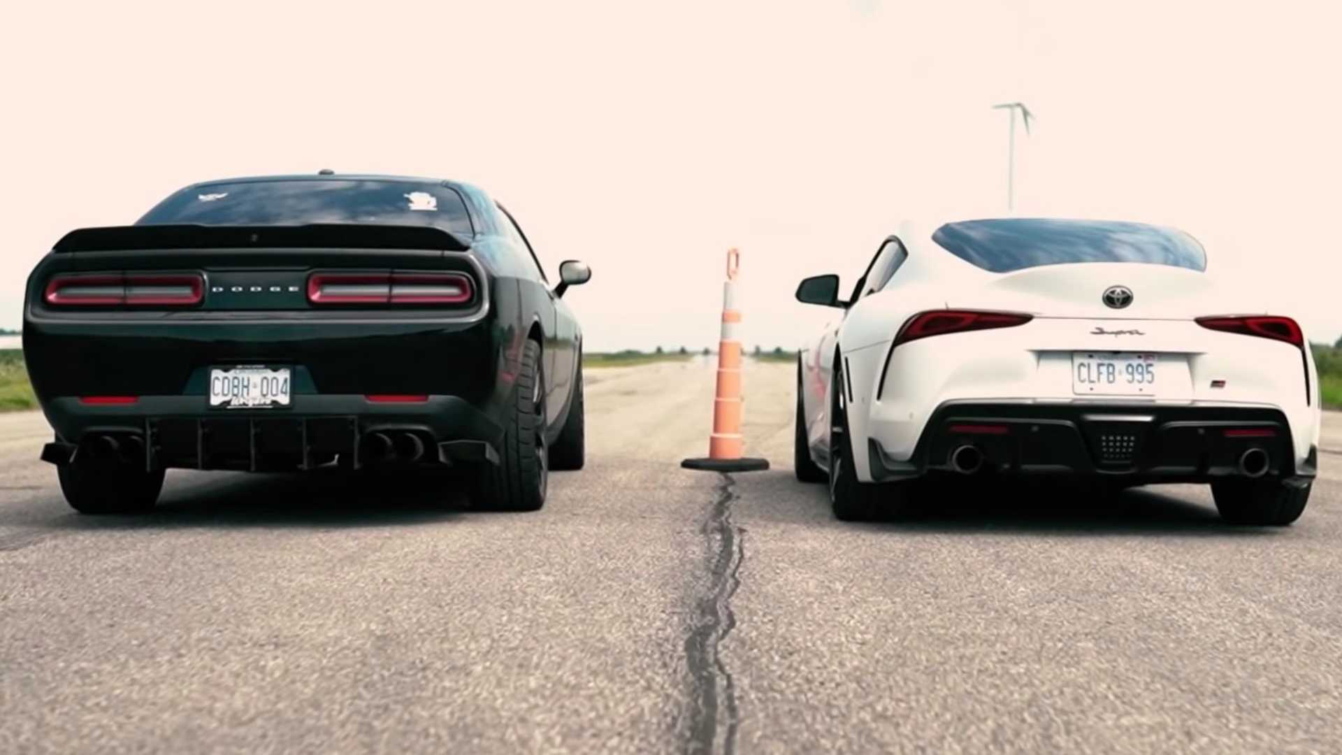 Watch Toyota GR Supra 3.0 Drag Race Dodge Challenger RT