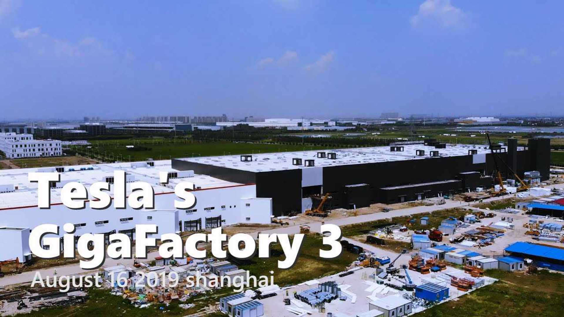 Tesla Gigafactory 3 Construction Progress August 15, 2019: Video