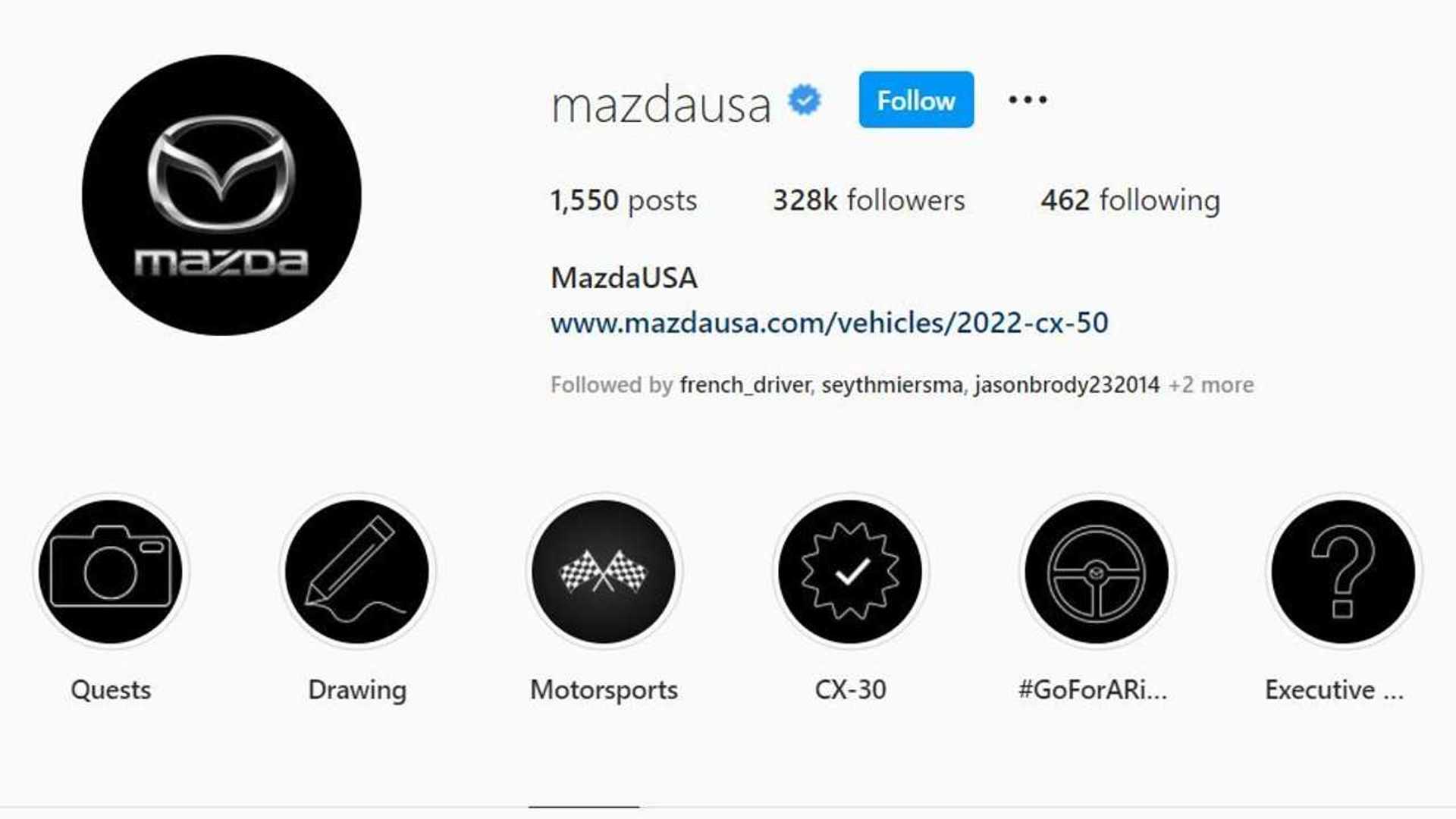 La page Instagram de Mazda USA a été piratée