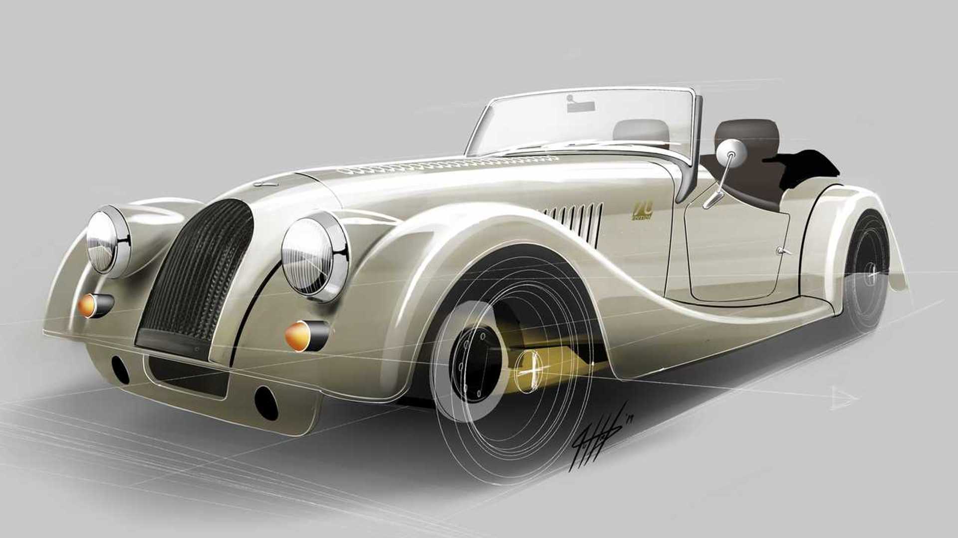 Morgan Plus 4 70th Anniversary Edition glitters with gold frame
