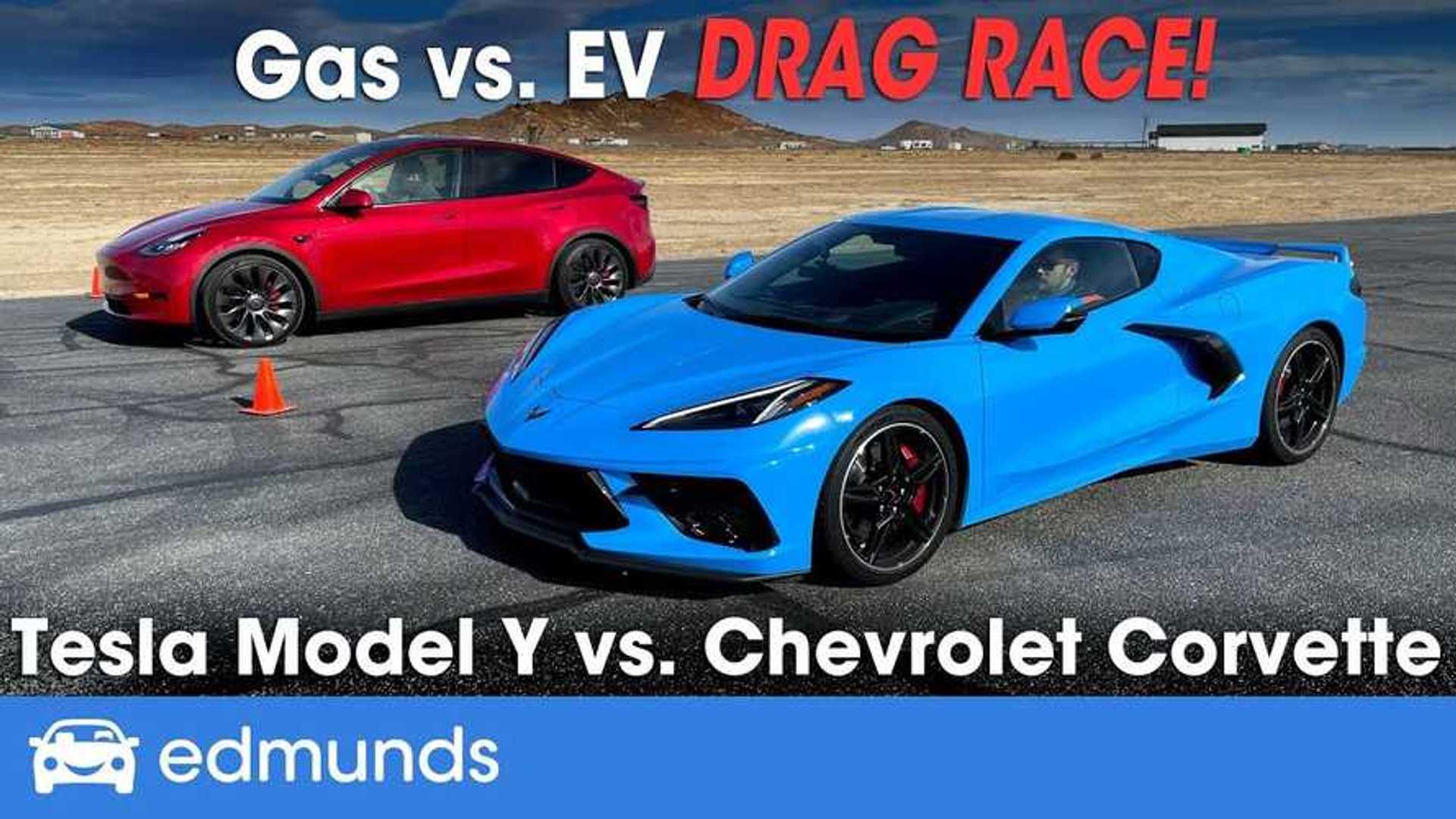 Watch Edmunds Drag Race Tesla Model Y Versus Chevrolet Corvette C8