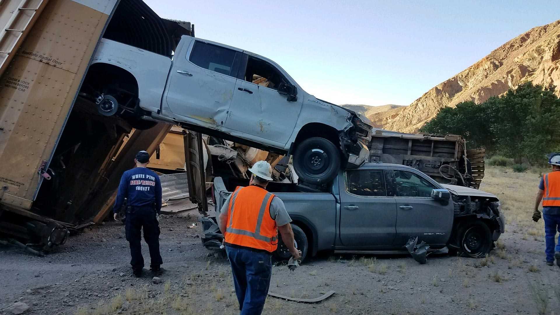 Jeep Gladiators And Other Trucks Damaged In Train Derailment