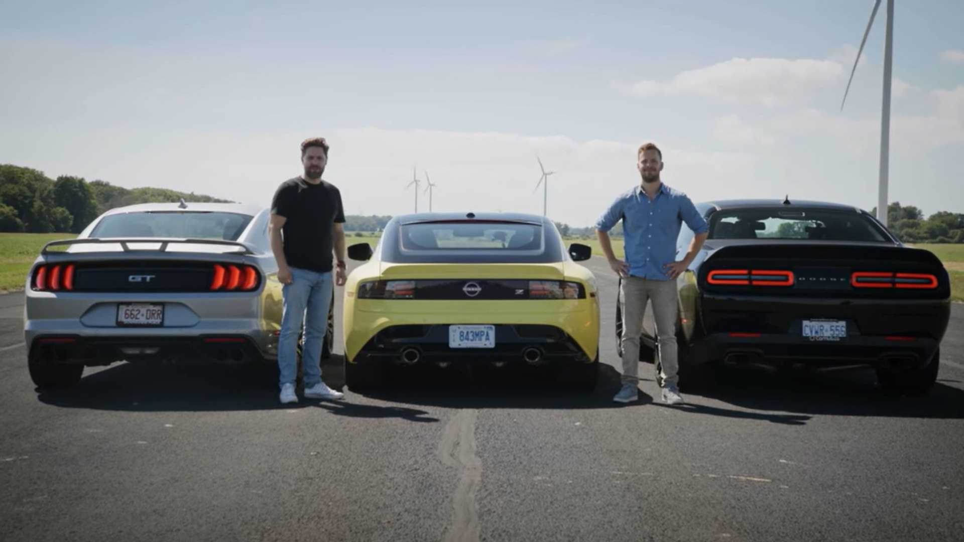 Nissan Z, Ford Mustang GT ve Dodge Challenger drag yarışında