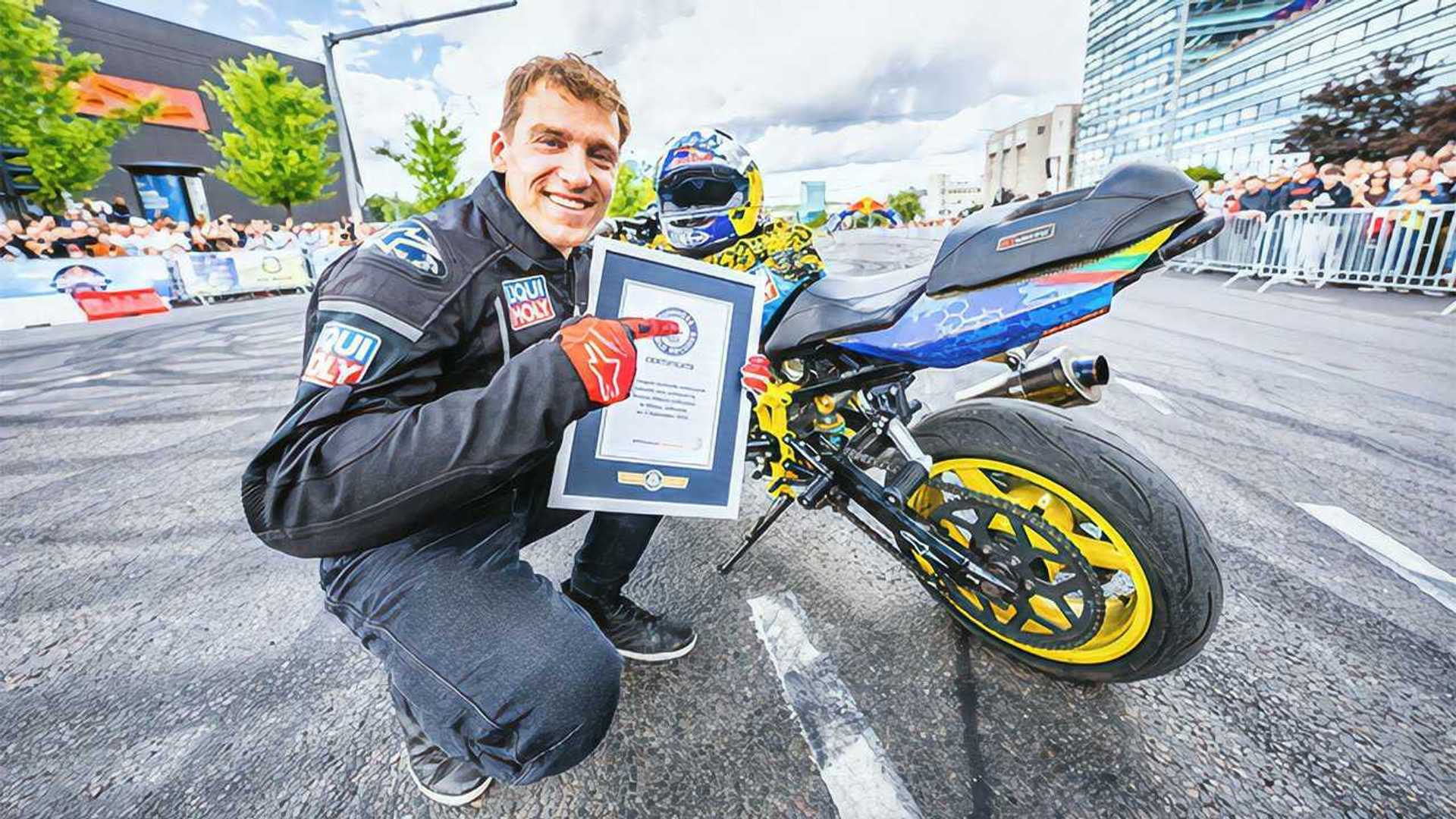 Stunt Rider Sets New Guinness World Record For Longest No-Hands Wheelie