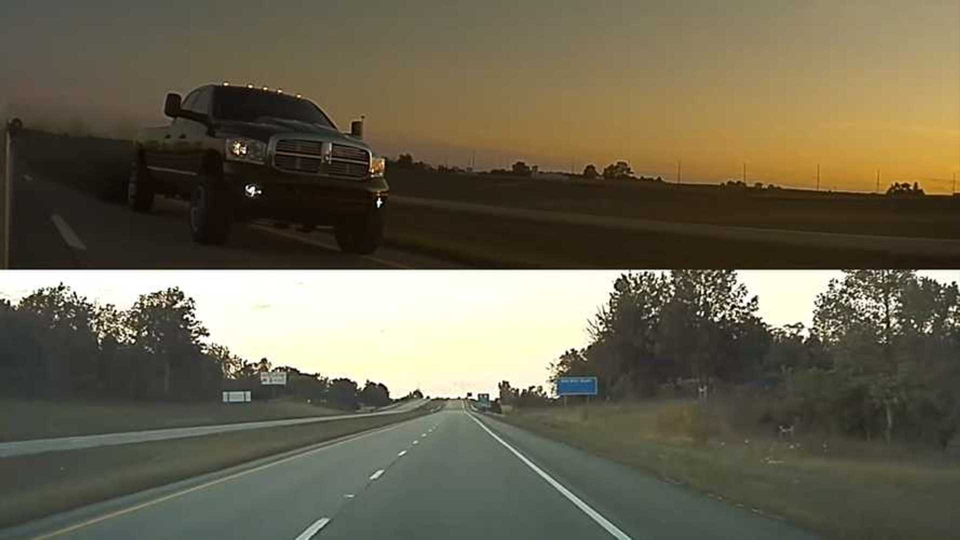 Watch This Tesla Put Coal-Rolling Ram In Rightful Place: Far Behind