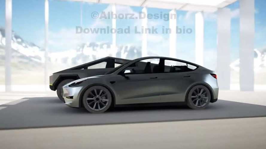 See Stainless Steel Tesla Model Y Next To Cybertruck: Pickup Makes Y ...