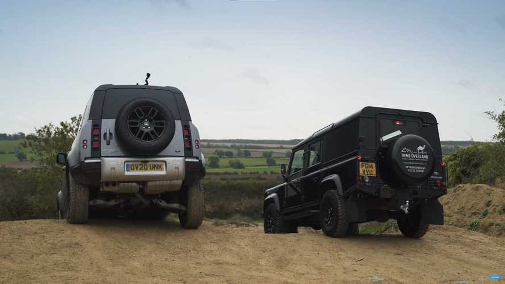 New and old Land Rover Defenders compete for off-road supremacy