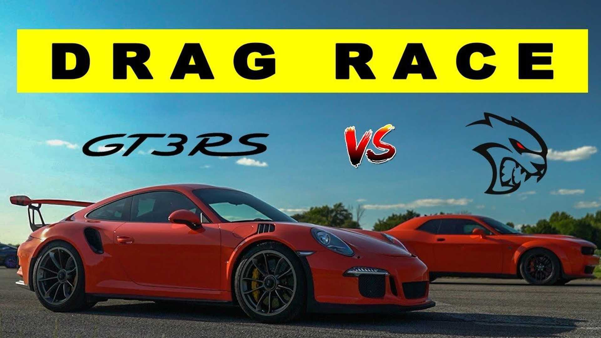 Porsche 911 GT3 RS vs Dodge Challenger Hellcat Widebody Drag Race