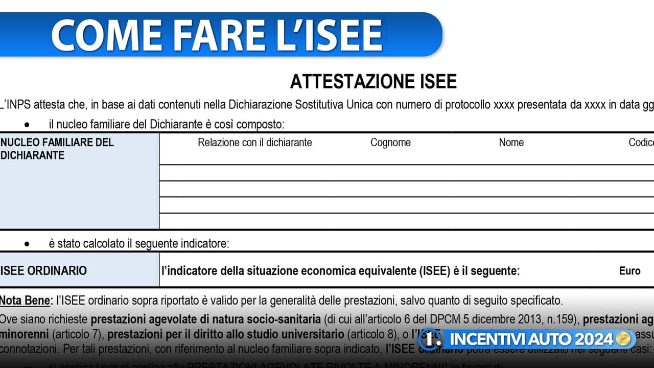 Come si calcola l'ISEE per ottenere gli incentivi auto 2024