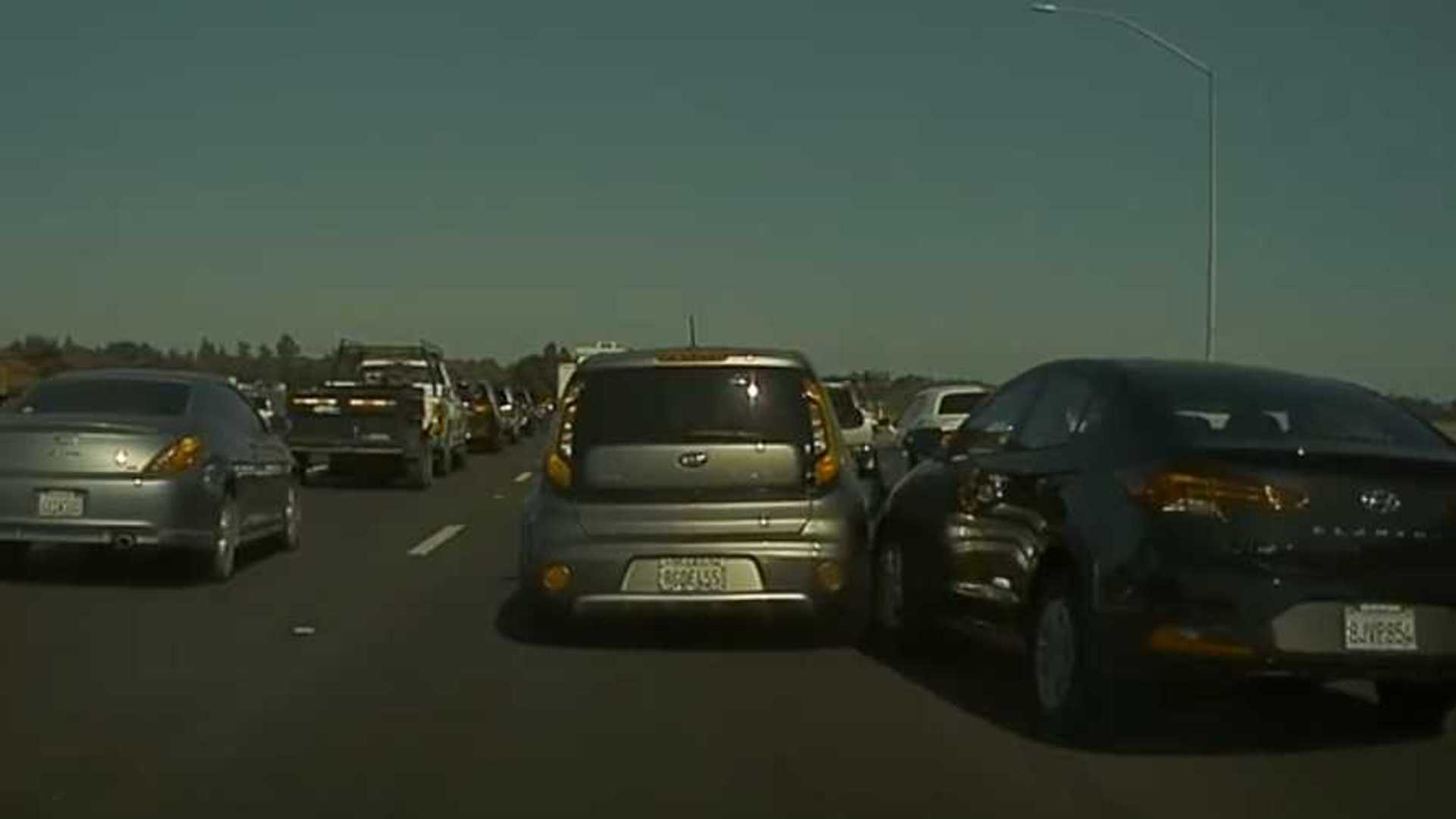 With Help Of TeslaCam, See How Distraction Leads To Crash In Traffic