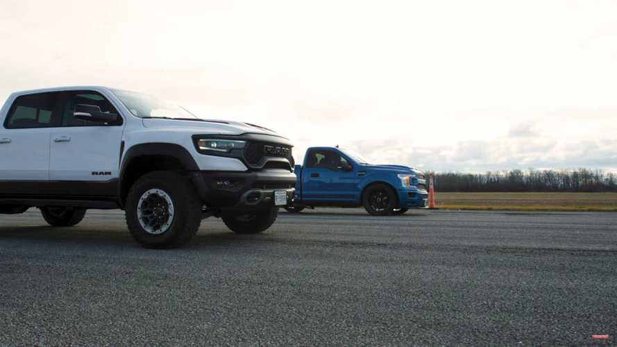 Ram TRX Vs Super Snake Vs Raptor Super Truck Drag Race