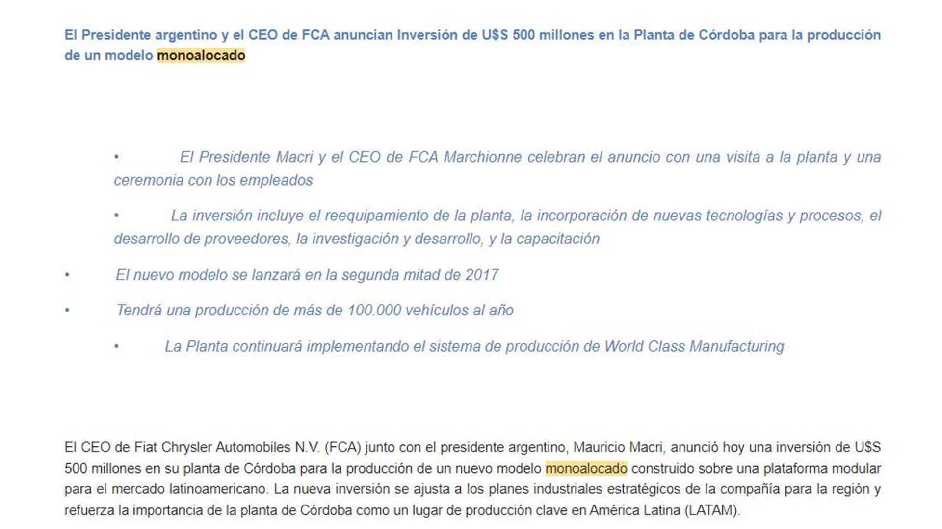 Se fabricaron 250 mil Cronos: un éxito "monoalocado"