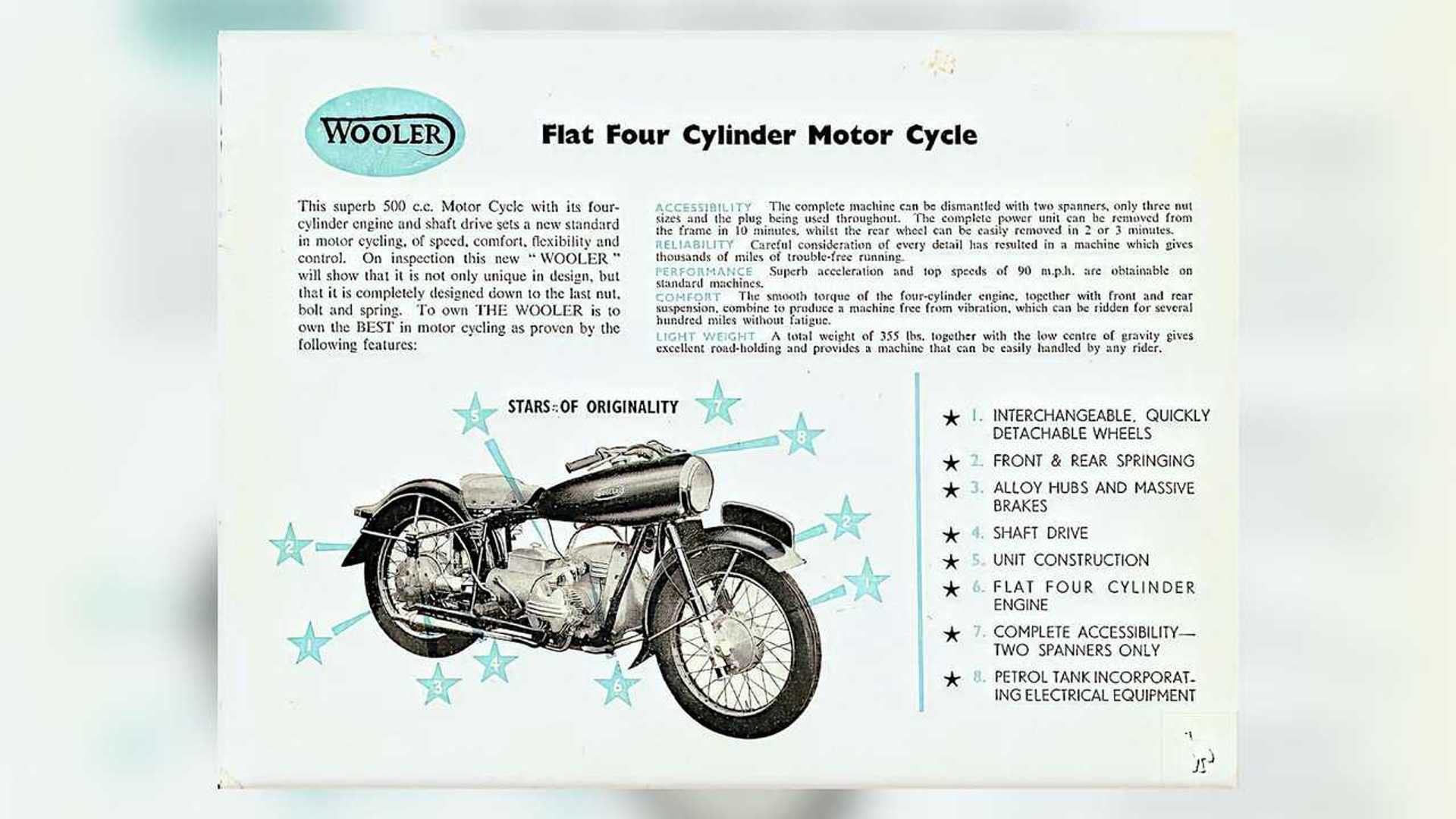 Mengenang Wooler Flat Four: Efisiensi Desain Buahkan Sepeda Motor Unik