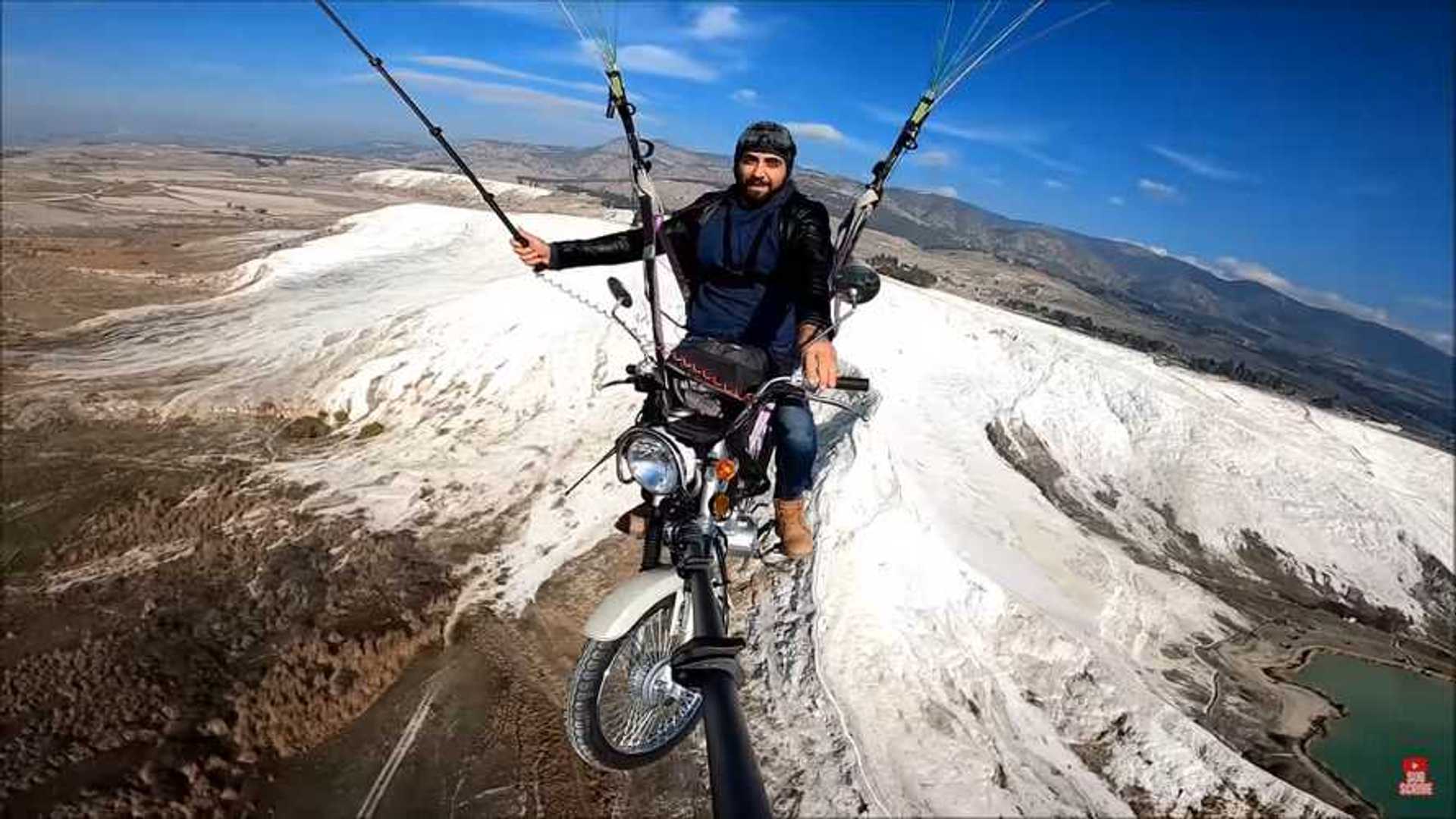 Watch This Daredevil Fly His Motorcycle Over Pamukkale, Turkey