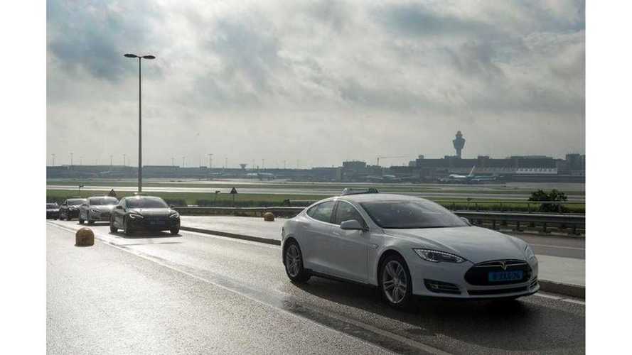 167 Tesla Model S Taxis Parade Around Schiphol Airport In Amsterdam (w ...