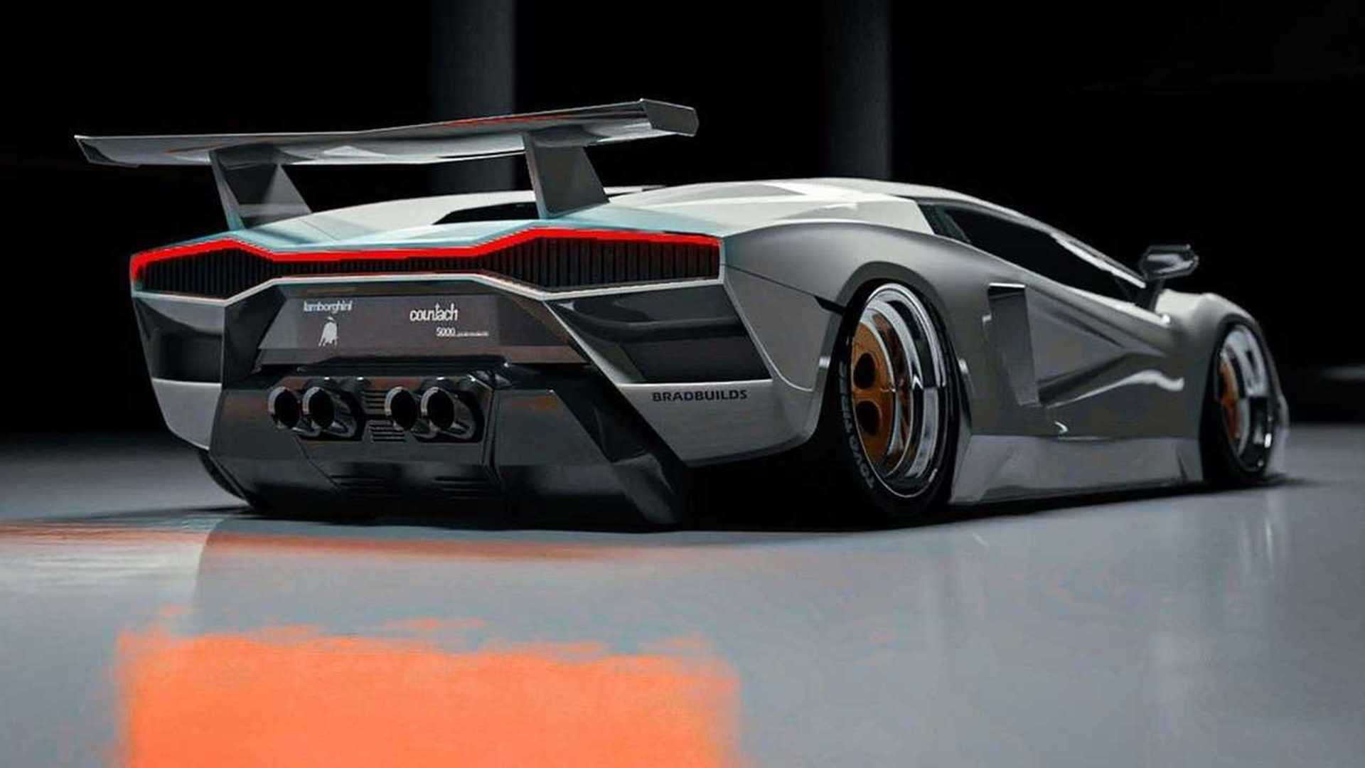 Lamborghini Countach, render, alettone, roadster