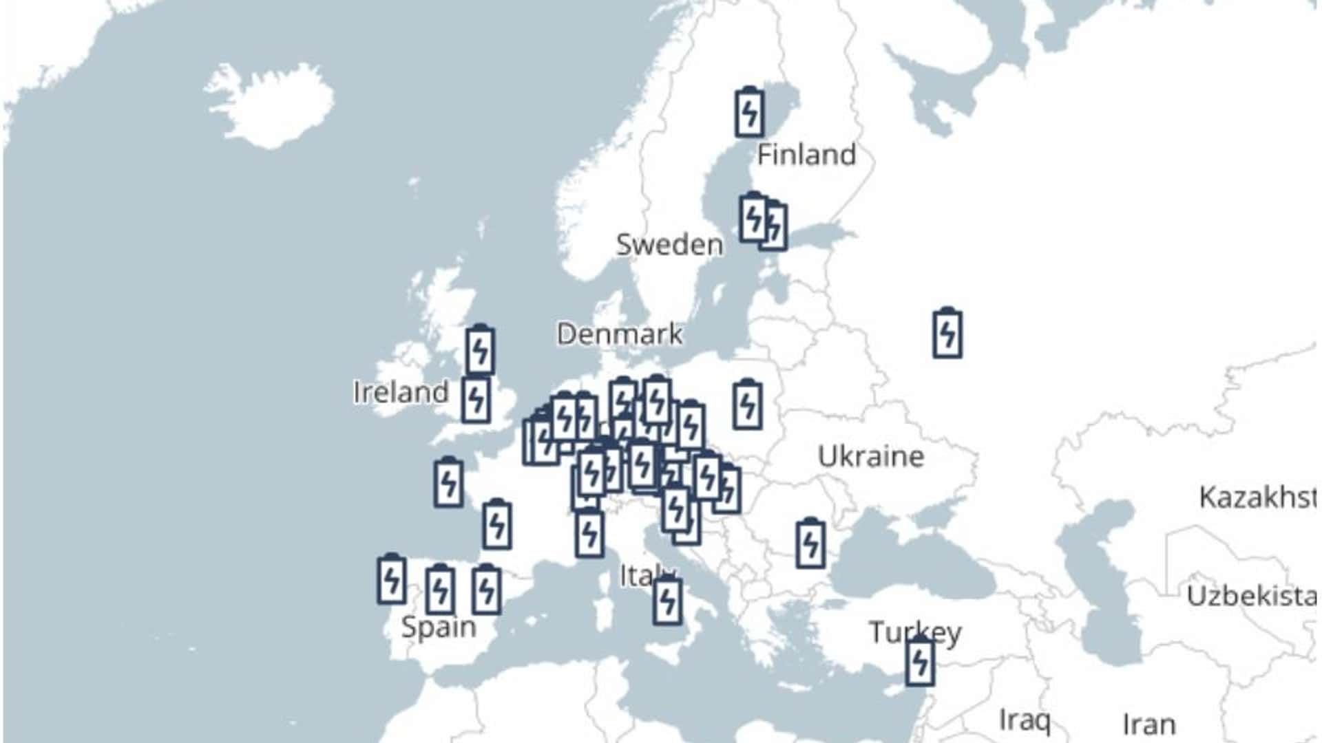 Where are the Gigafactories for batteries in Europe?