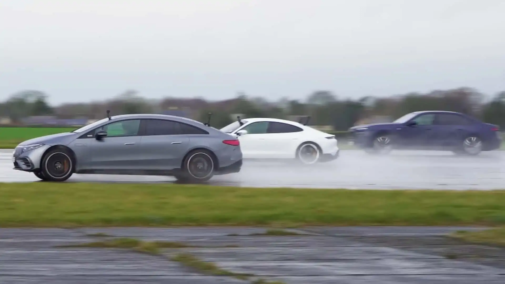 Mercedes AMG EQS Drag Races BMW i7 Porsche Taycan For German EV Supremacy