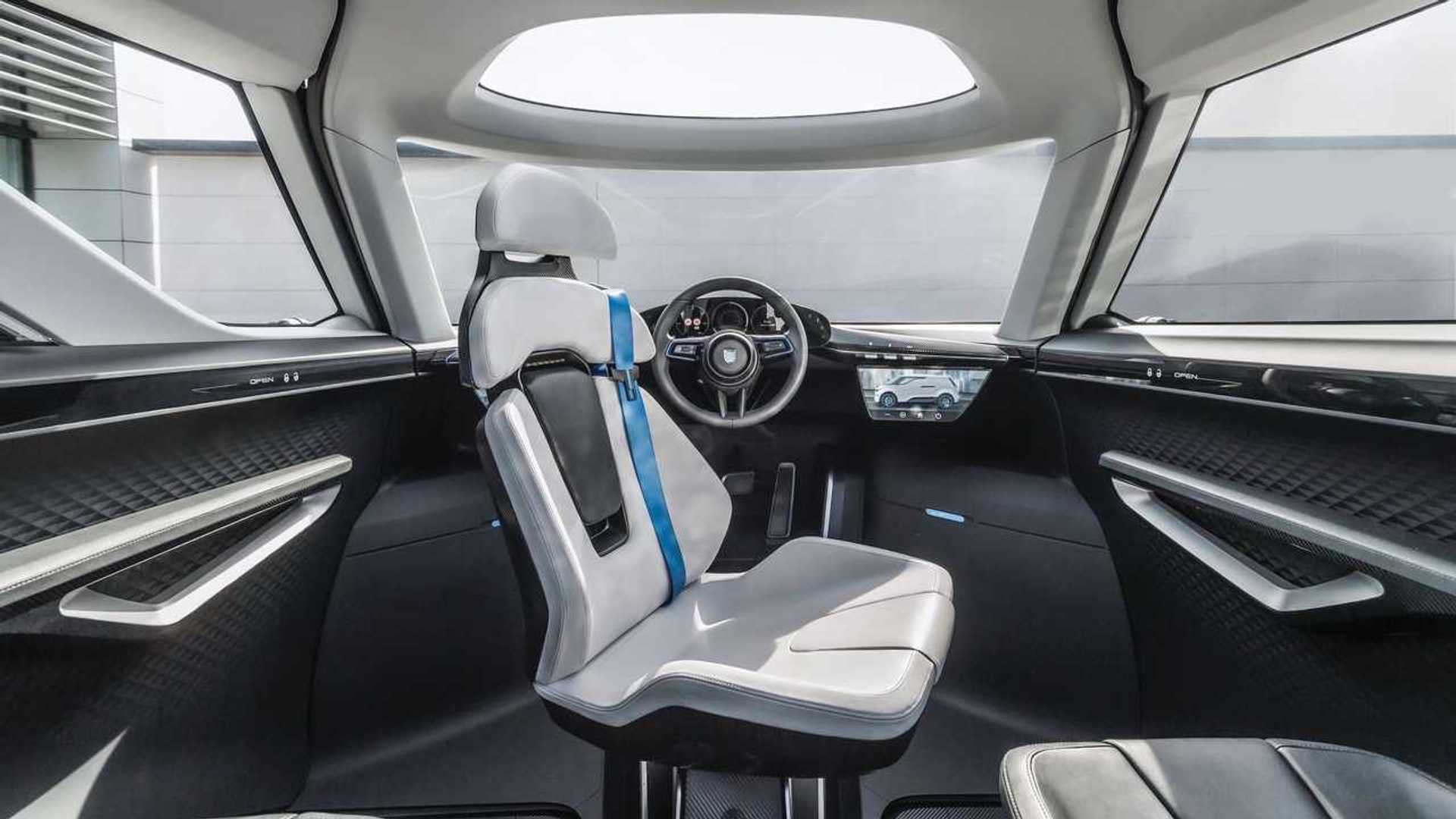 Porsche Vision Renndienst Electric Minivan Reveals Neat Interior