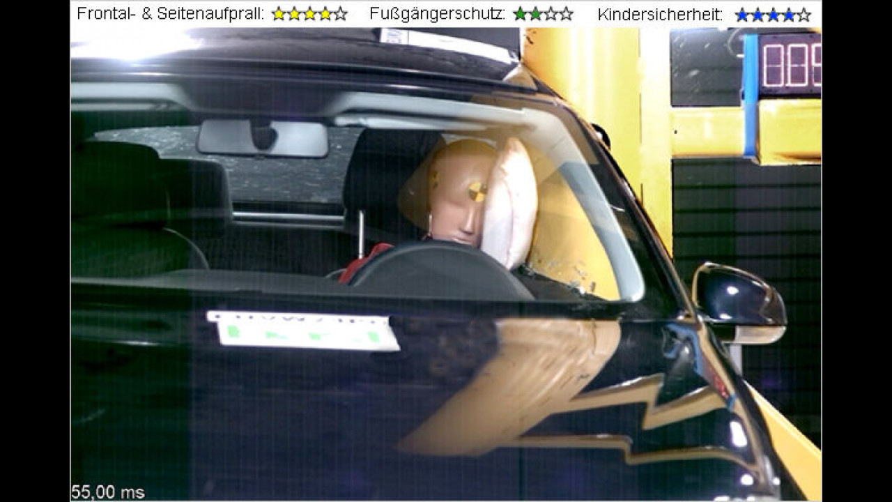 EuroNCAP-Crashtest mit VW Eos, Volvo C30 und Chevrolet Captiva und ...