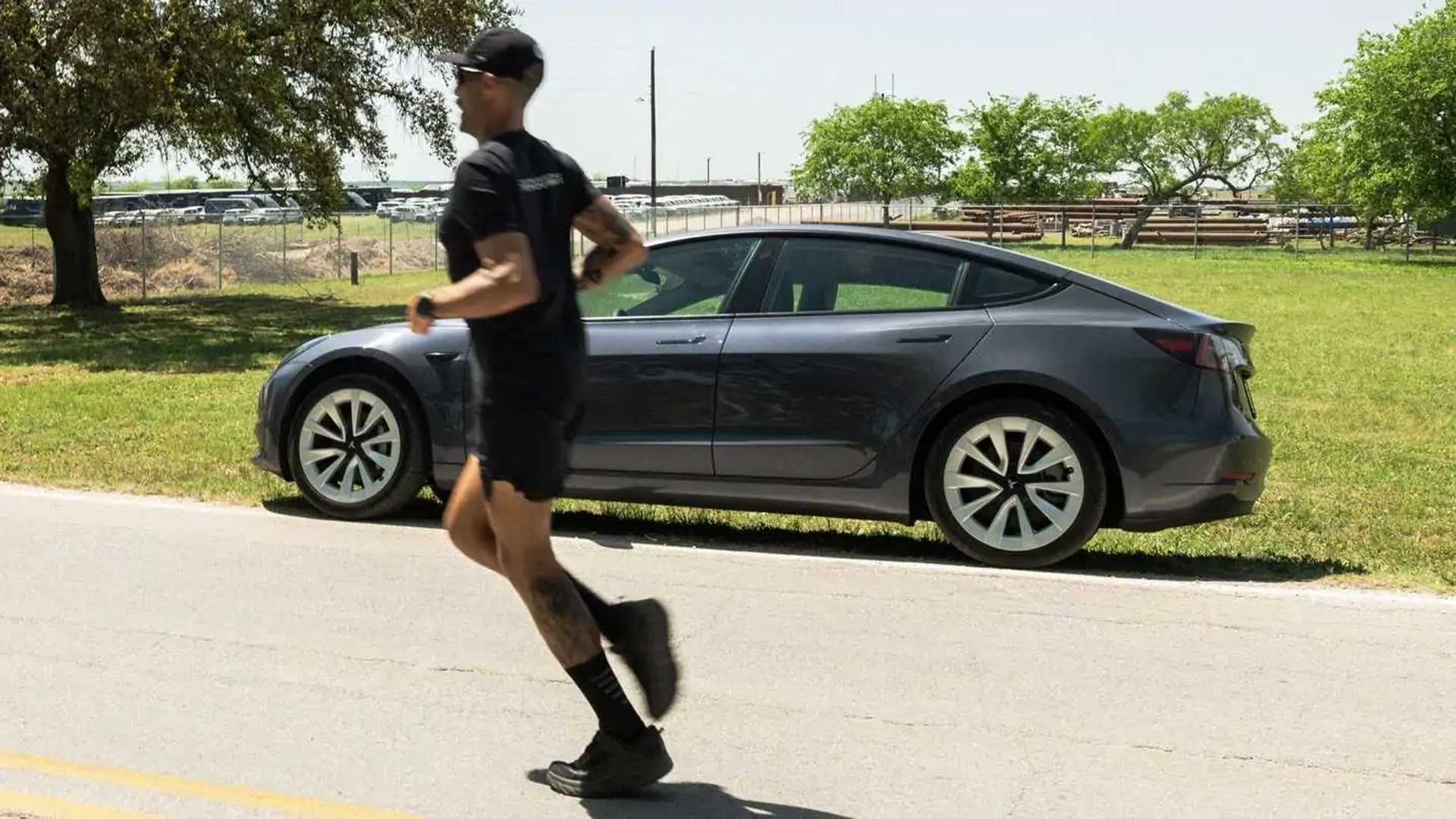 Man Runs Longer Distance Than Fully Charged Tesla Model 3