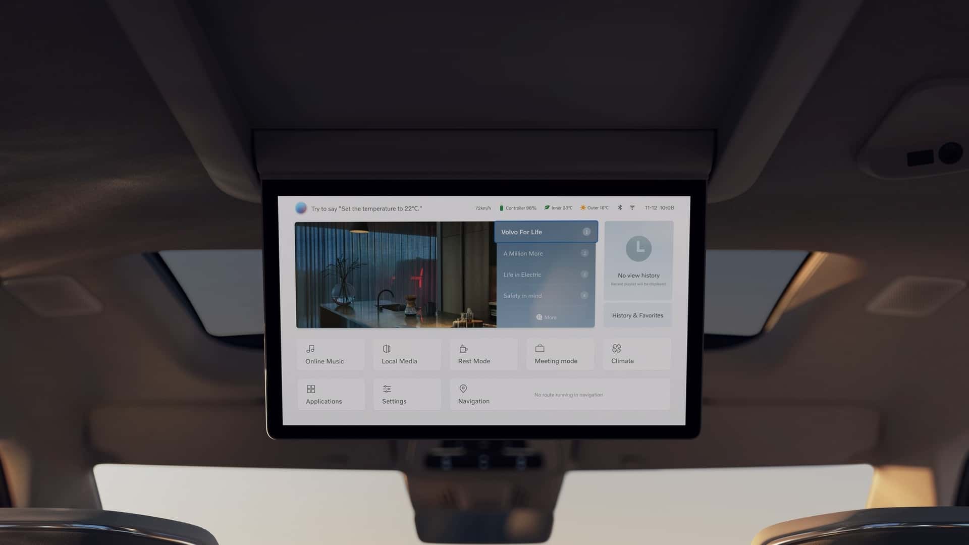 Volvo EM90 Minivan Has a Screen That Folds Down From The Roof And Does ...