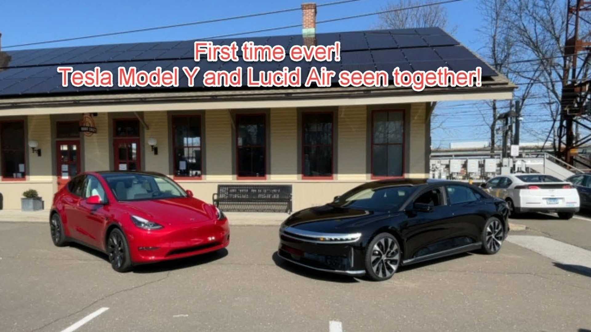 Tesla Model Y & Lucid Air Appear Together At EV Freedom Bill Event