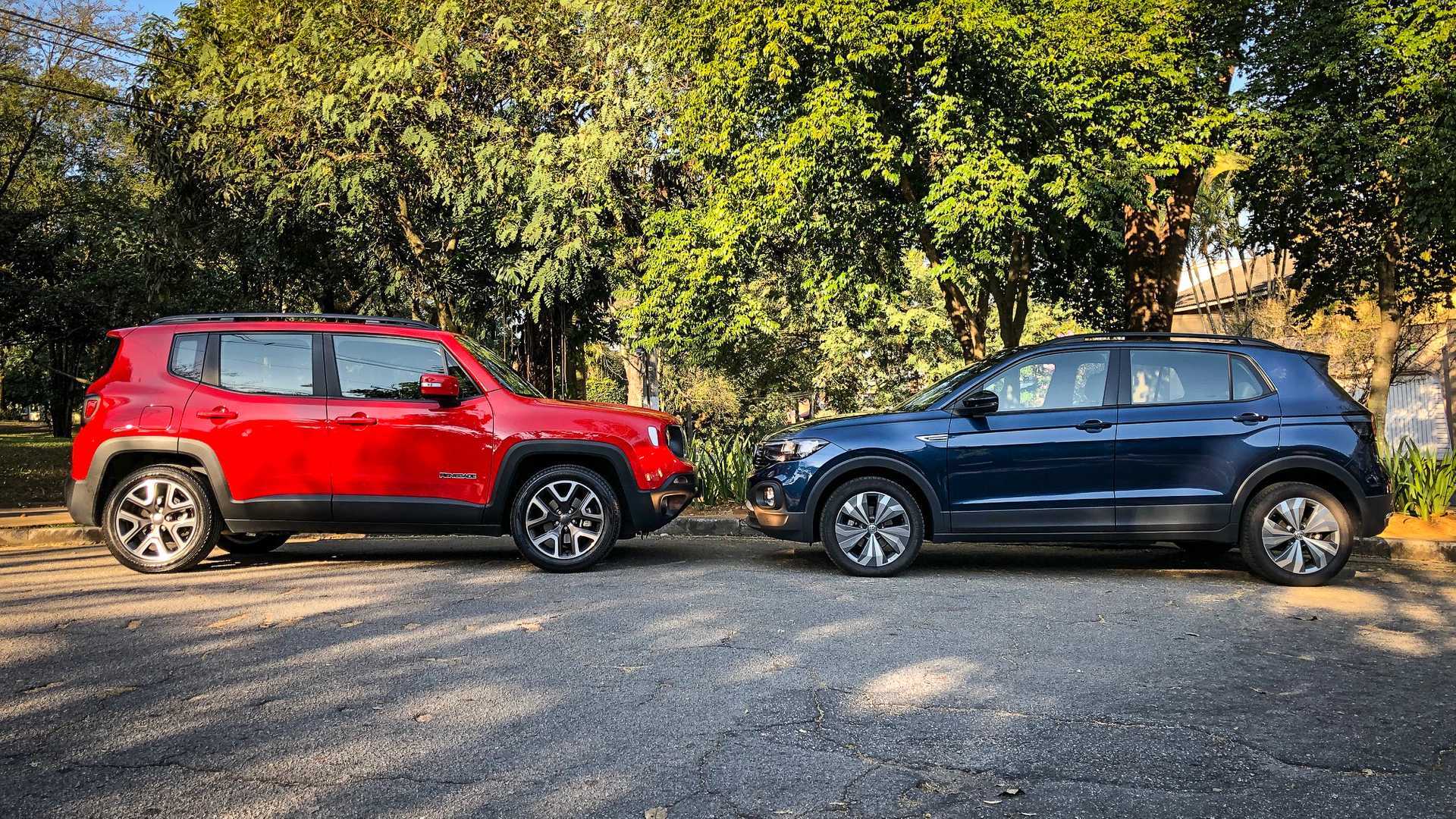 Jeep Renegade e VW T-Cross disputam liderança entre SUVs na 1ª quinzena