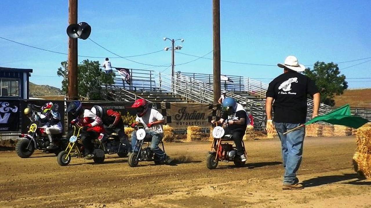 Flat Track + Mini Bike = Low-Speed Hilarity