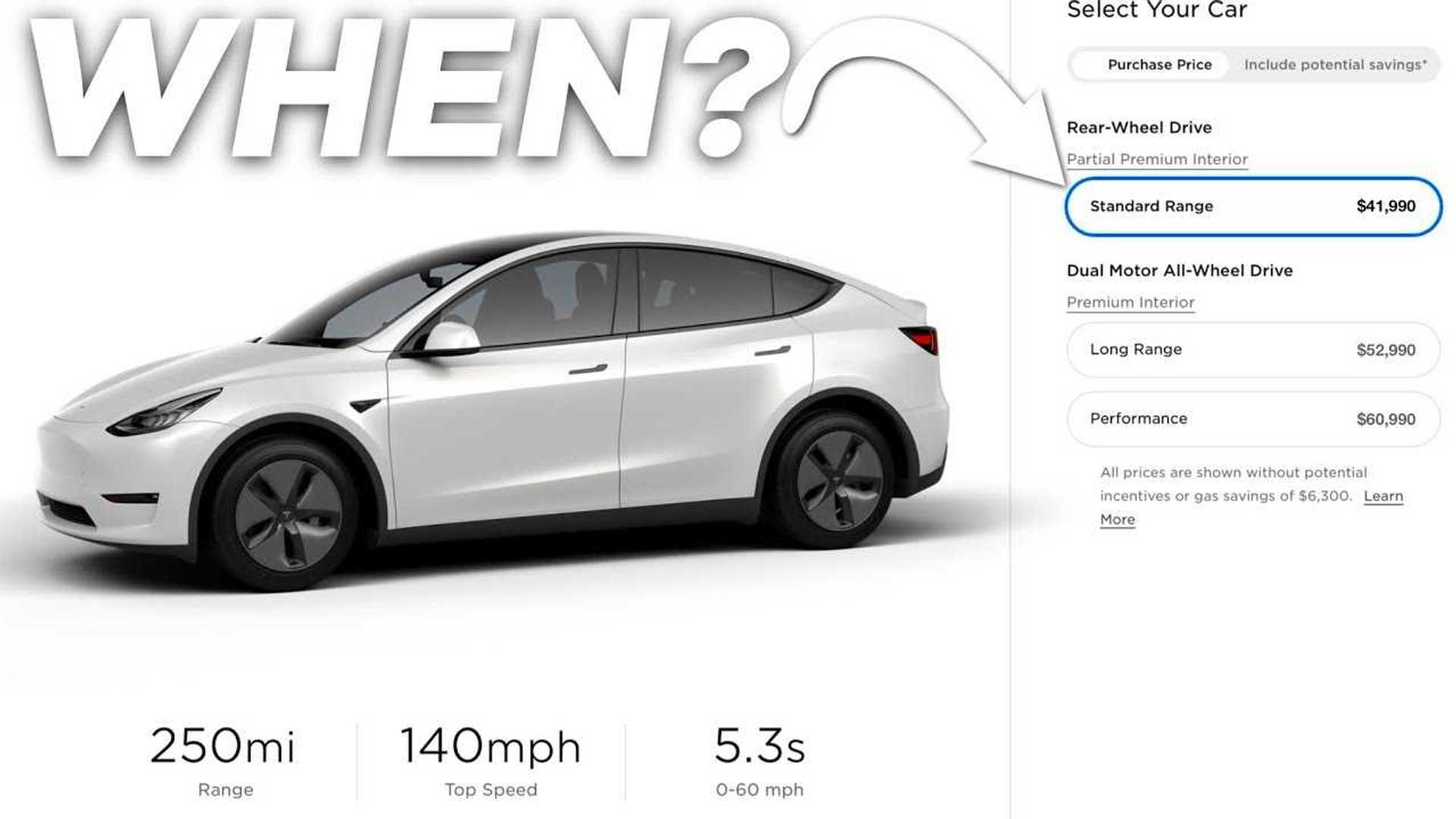 When Will The Tesla Model Y Standard Range Come To Market 