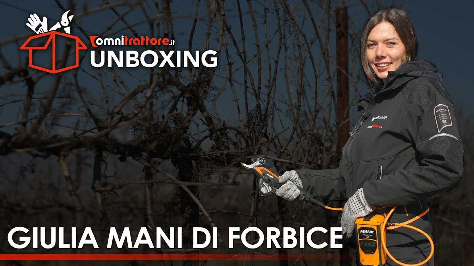 Giulia Tonello prova la forbice da potatura PELLENC C35