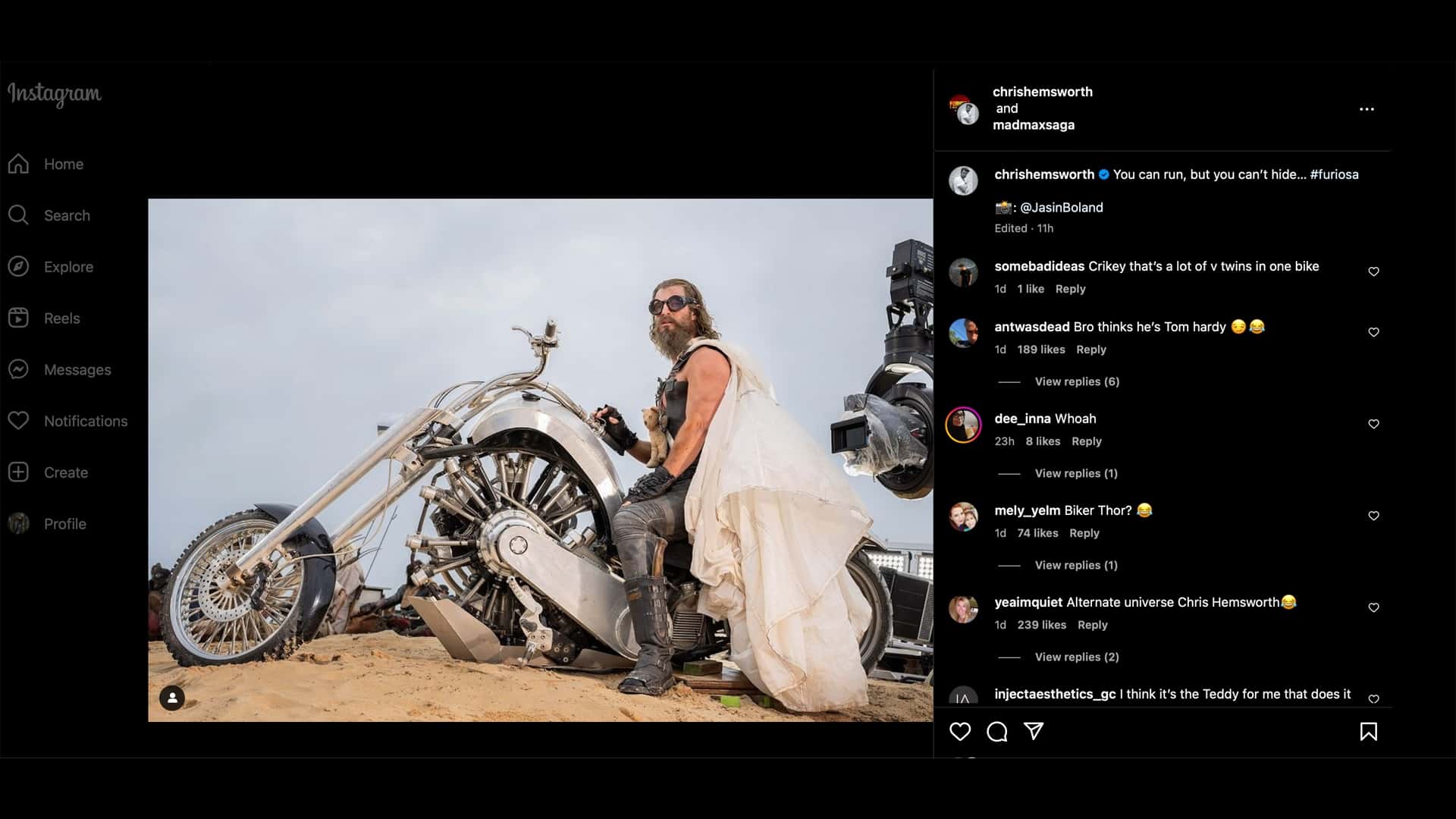 Chris Hemsworth Rides An Airplane Engine Chopper In Furiosa Sneak Peek