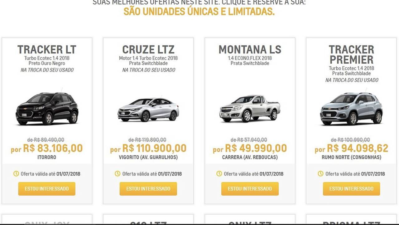 Chevrolet oferece descontos de até R$ 16,5 mil para toda a linha