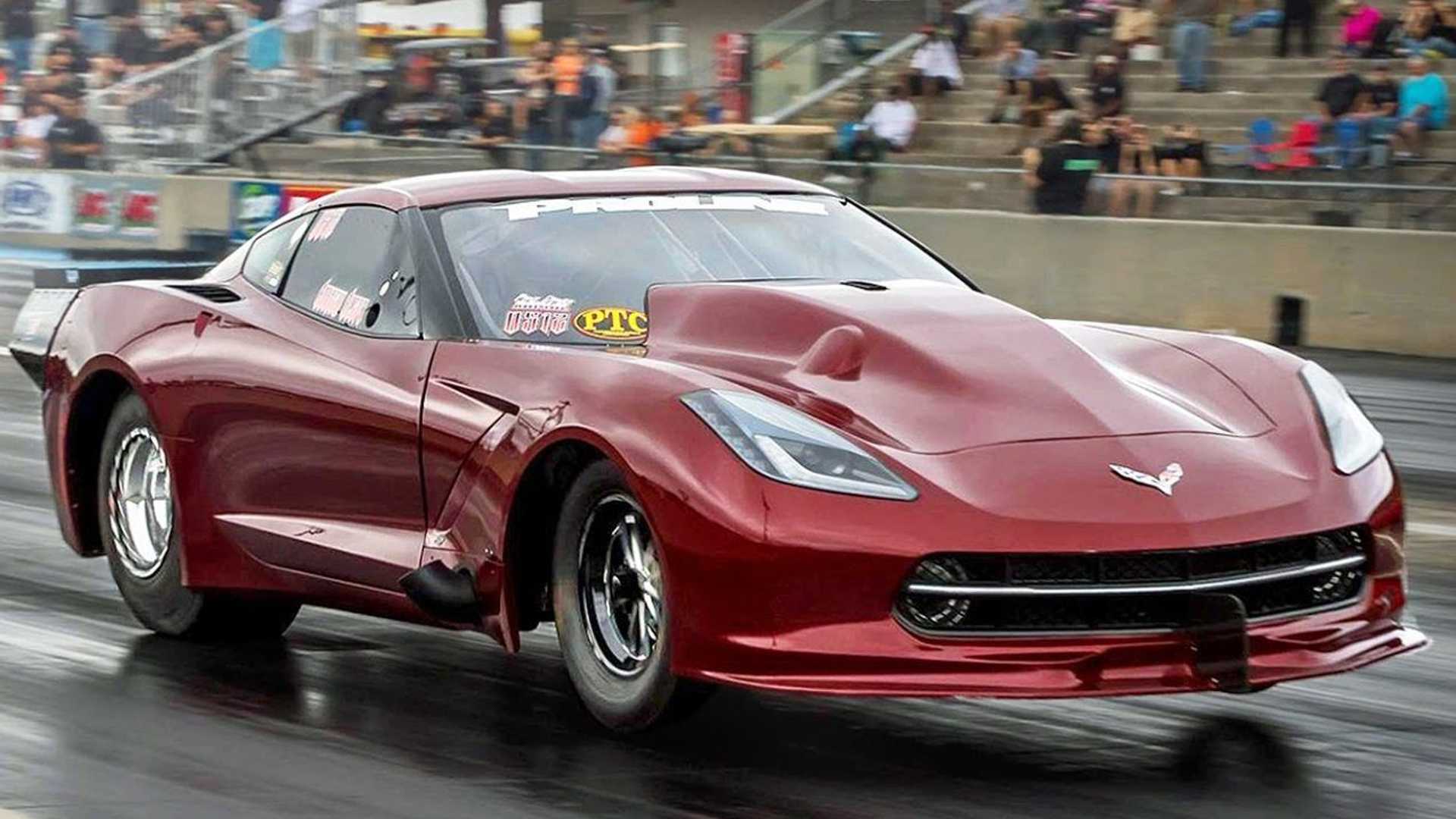 3,500 hp C7 Corvette Takes Flight Down Dragstrip