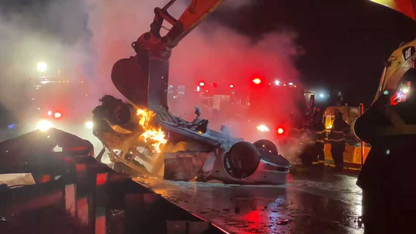 Watch Tesla Model 3 On Fire After Hydroplaning Accident