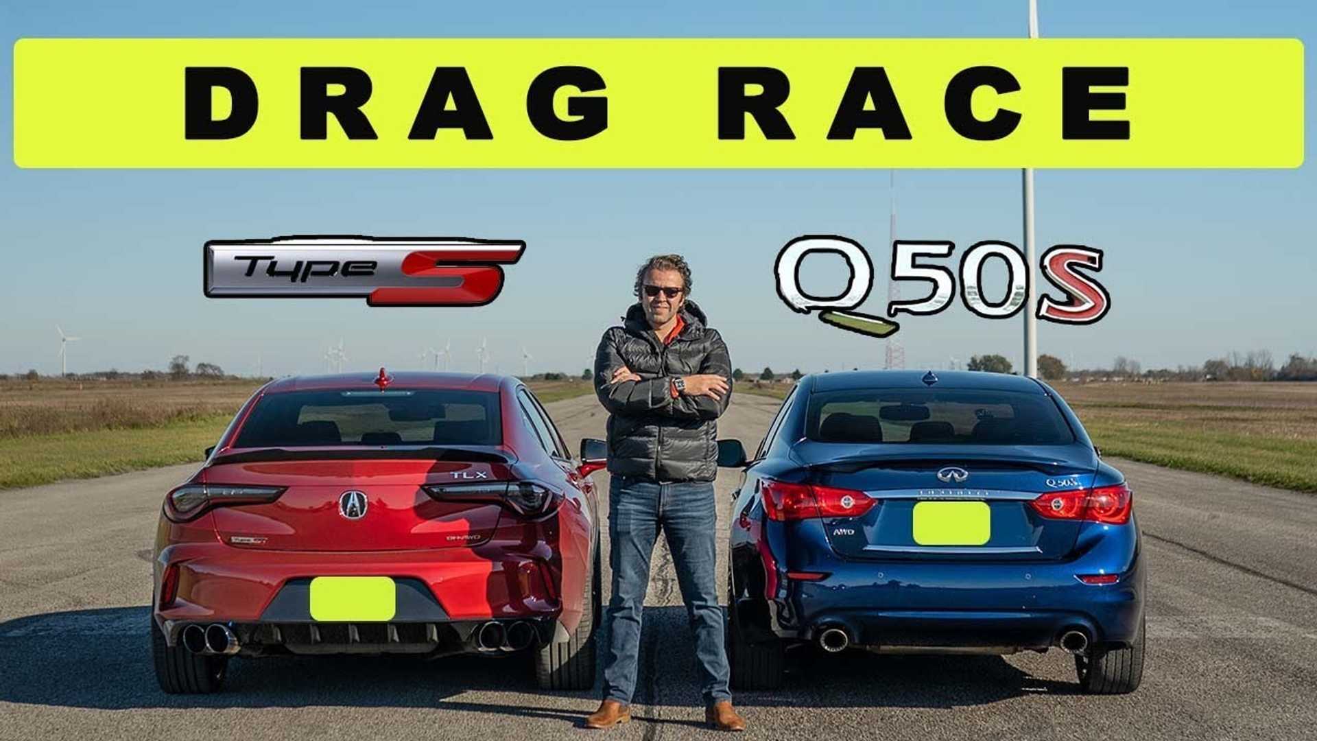 Acura TLX Type S Races Infiniti Q50 Red Sport In Premium Compact Sedan Drag