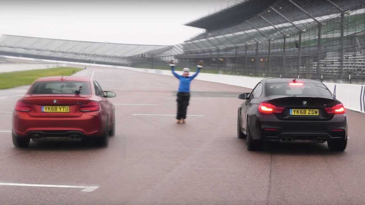 BMW M2 Competition, M4 Competition duel on wet track