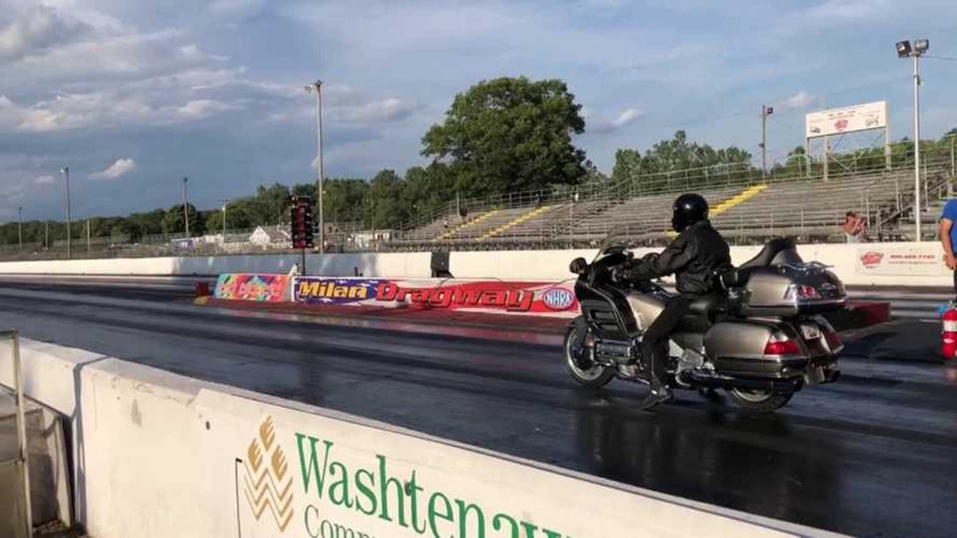 Watch A Gold Wing Tear Up The Quarter Mile