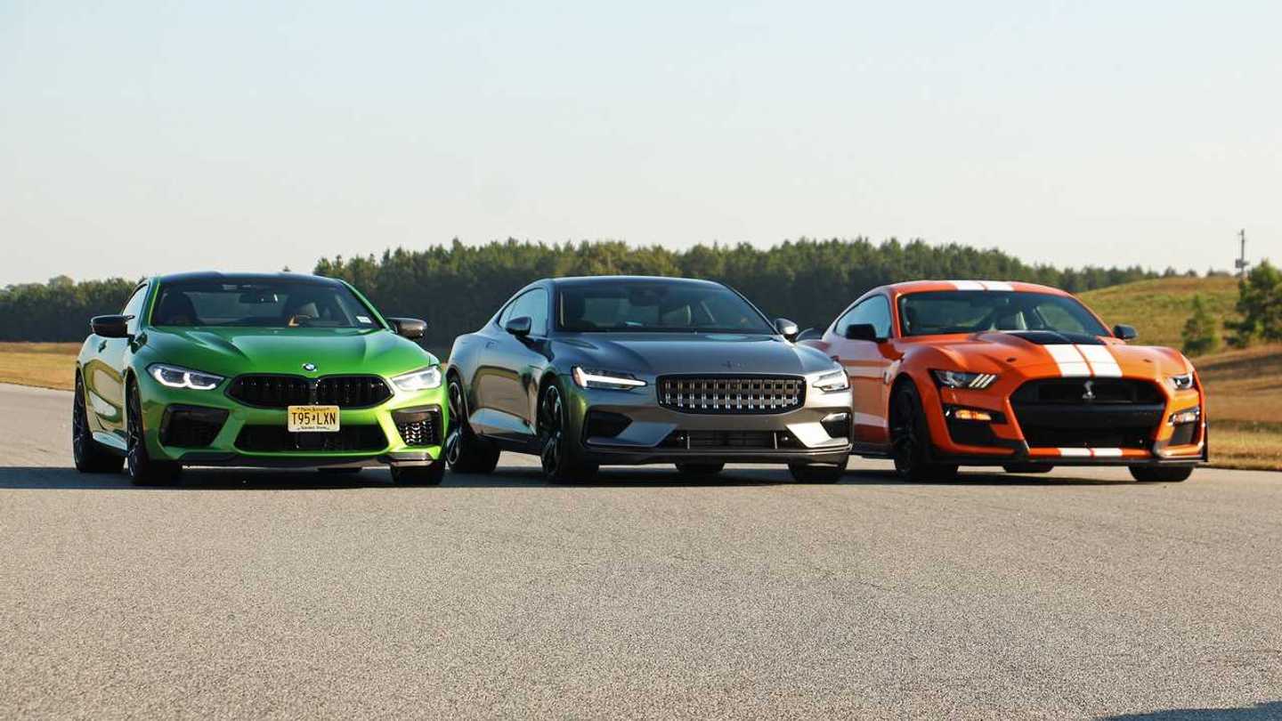 Muscle Car Drag Race: BMW M8 Competition Vs Shelby GT500 Vs Polestar 1 ...